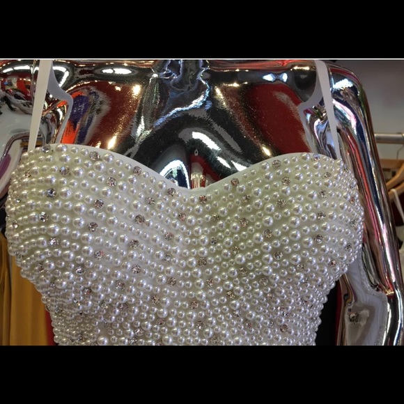 cleo | Tops | New Cleo Pearl Rhinestone Bling Bustier Corset Crop Top ...